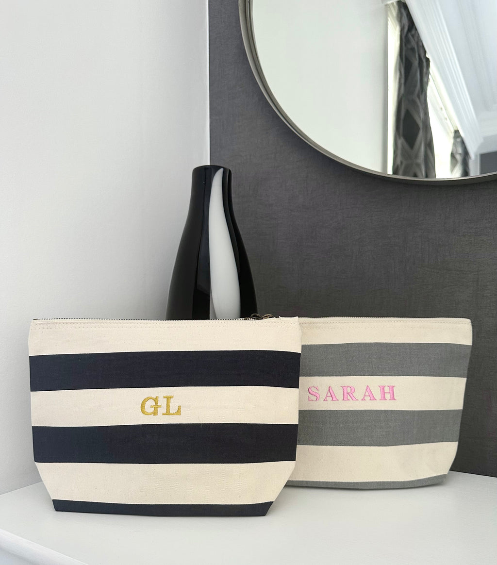 Personalised Striped Accessory Pouch - Choice of Colours – Moniker Haus
